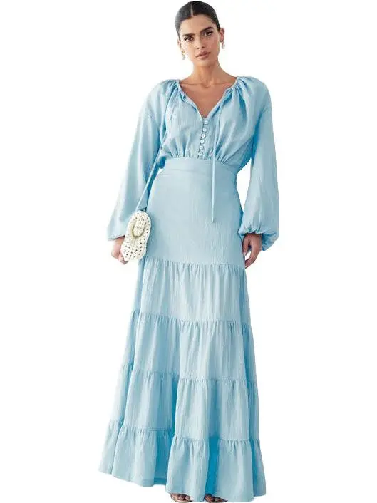 WILLA Blouson Maxi Dress - Sky Blue