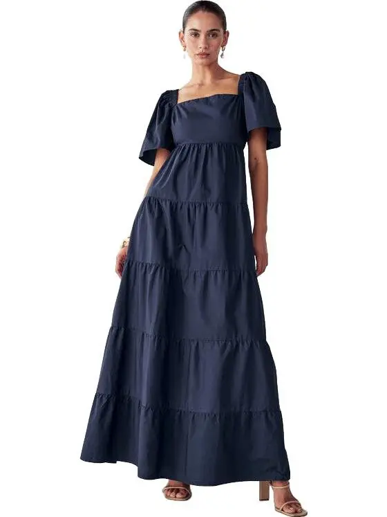 WILLA Zelda Tiered Maxi Dress - Navy Blue