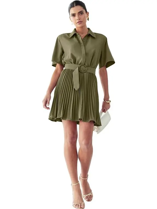WILLA Mckenzi Fit-and-flare Mini Dress - Olive
