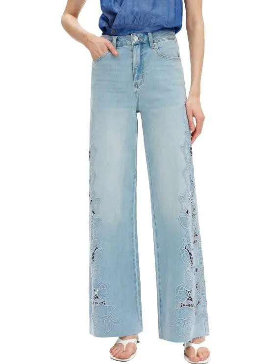 BAYEAS High-waist Wide-leg Jeans - Light Blue