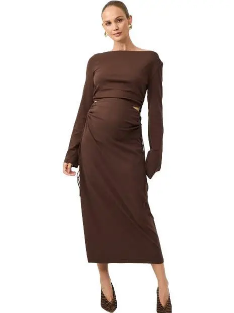 PORTIER Aura Midi Dress - Brown