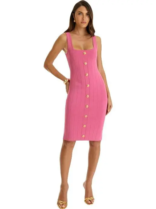 THE NOLI SHOP Helena Button Dress - Pink