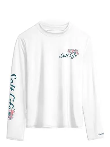 SALT LIFE Sailing Tropics Performance Long Sleeve Tee - White