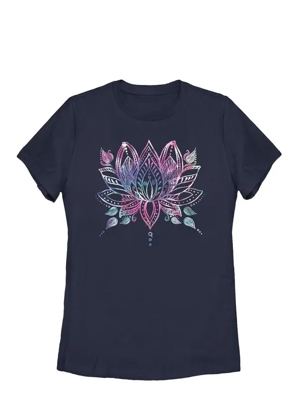 LOST GODS Lotus Flower Graphic T-shirt - Navy Blue