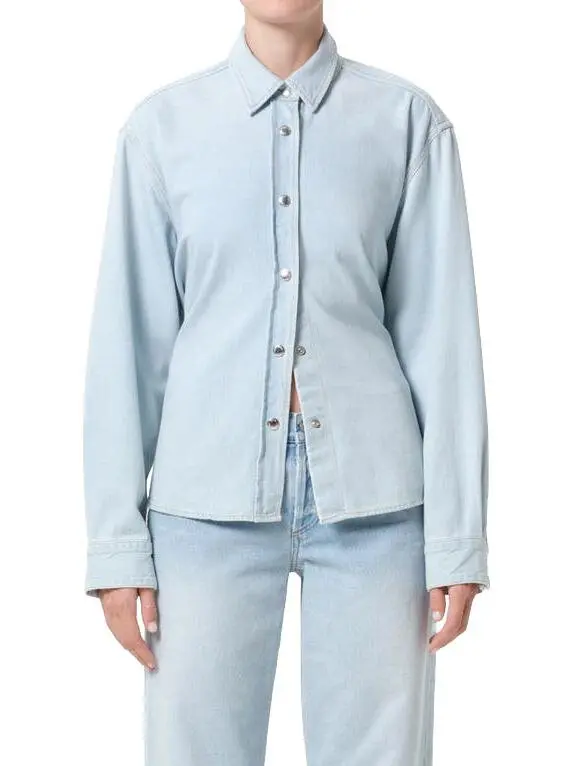 AGOLDE Theo Flutter Denim Shirt - Link (light Pale Tinted Ind)