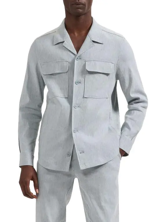 Bugatchi Aerolinen Linen Blend Shirt Jacket - Shark