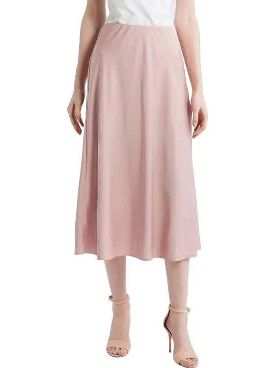 TAHARI ASL Satin Midi Skirt - Rose Petal
