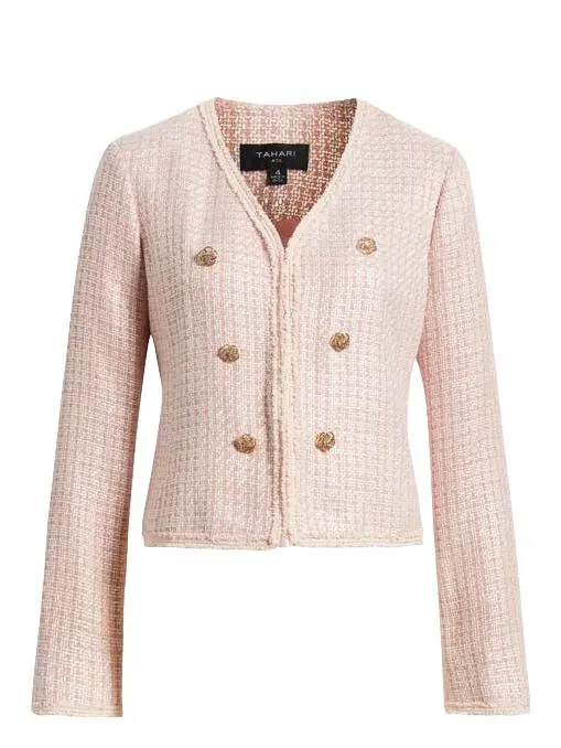 TAHARI ASL Bouclé Jacket - Slipper Pink