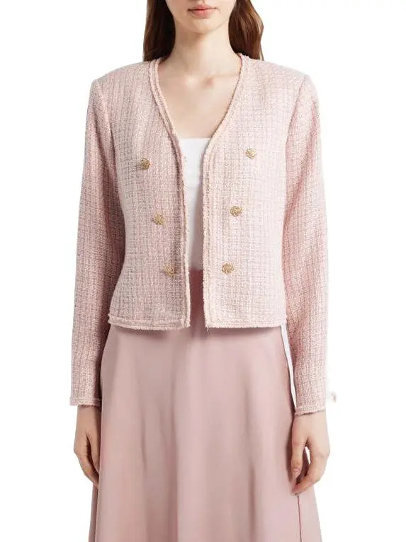 TAHARI ASL Bouclé Jacket - Slipper Pink