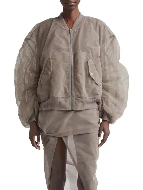 Rick Owens Secchia Tulle Bomber Jacket - Dust
