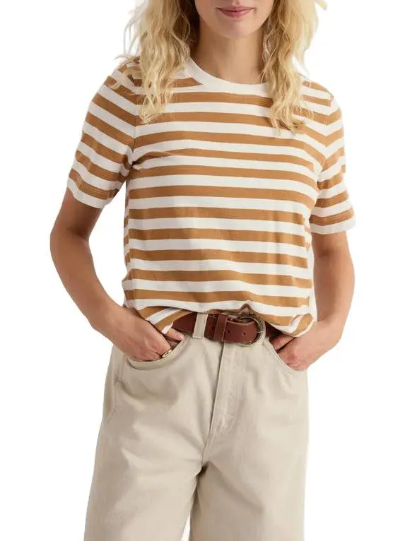 SEASALT CORNWALL Copseland Stripe Organic Cotton T-shirt - Scallion Chalk Basket