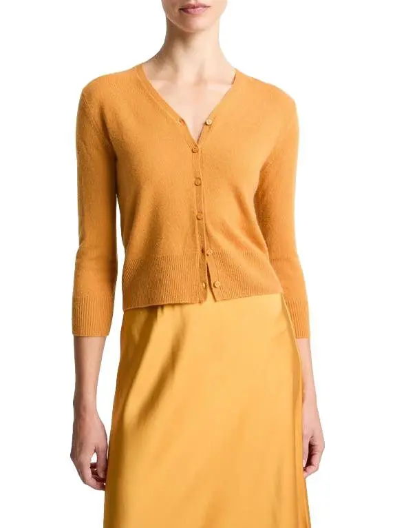 Vince Elbow Sleeve V-neck Cashmere & Silk Cardigan - Clementine