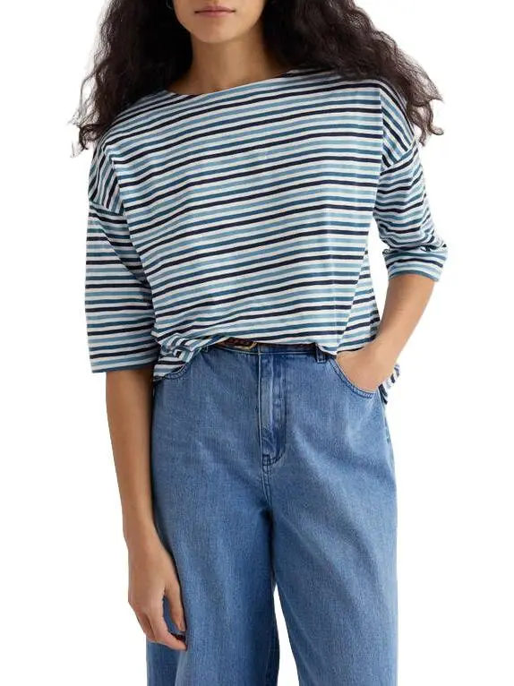 SEASALT CORNWALL Tremayne Quay Stripe Organic Cotton Top - Pellitras Dusk