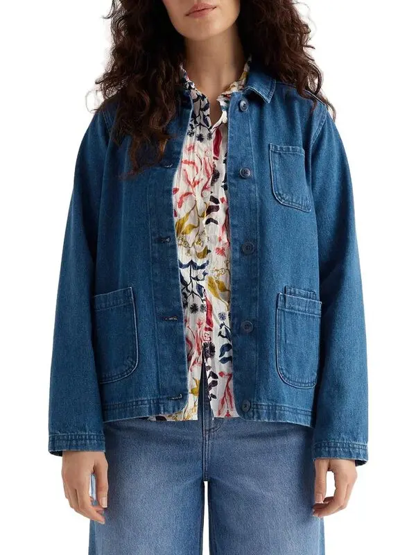 SEASALT CORNWALL Reading Rocks Denim Jacket - Mid Wash