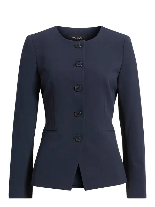 TAHARI ASL Collarless Button Jacket - New Navy