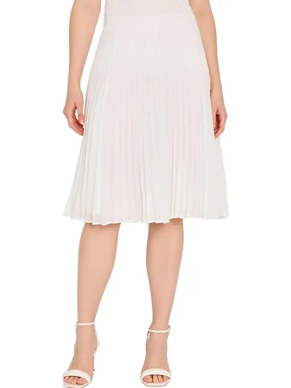 TAHARI ASL Pleated Chiffon Skirt - Ivory