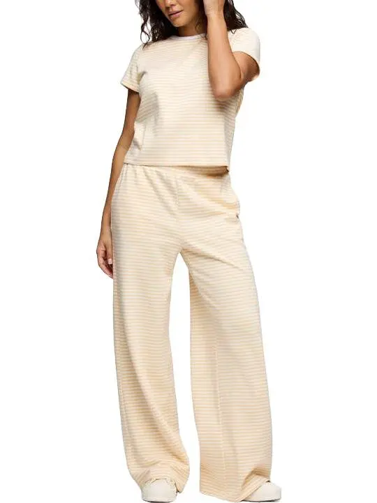 NUUDS Stripe Stretch Cotton Top & Pants Set - Lemon Stripe