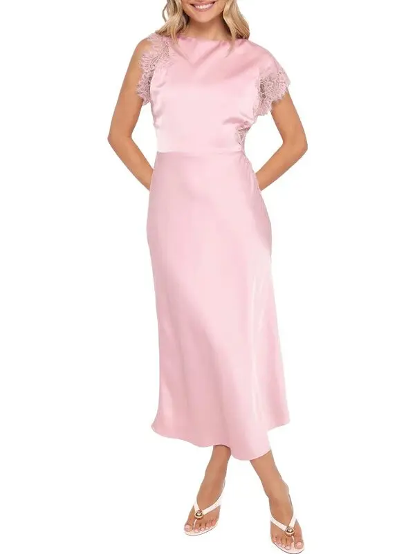 PETAL & PUP Jenelle Satin Cocktail Dress - Pale Pink