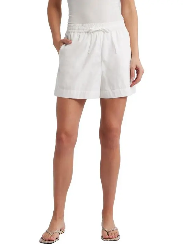 French Connection Cotton Poplin Drawstring Shorts - 10-summer White