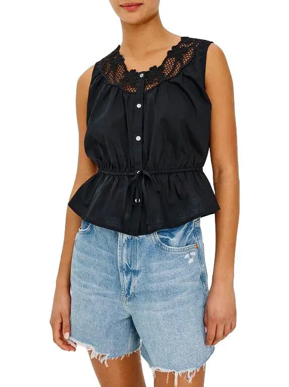 Rails Leilani Peplum Cotton Top - Black