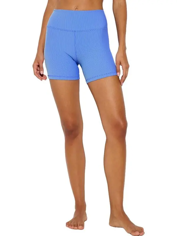 Spiritual Gangster Pinstriped Biker Shorts - Ultra Marine