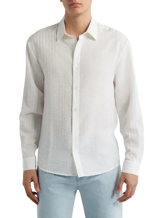 KROST Jordan Seersucker Stripe Button-up Shirt - White