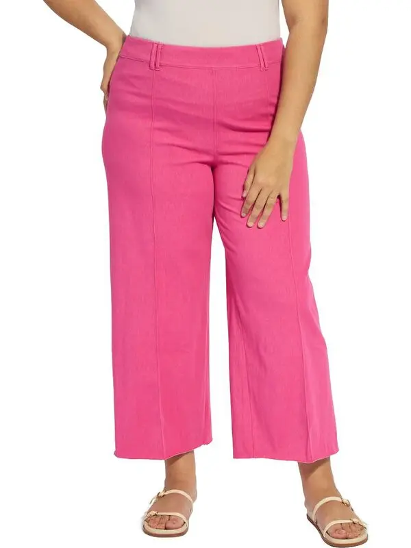 Lyssé Erin Pintuck Pleat Wide Leg Jeans - Hot Pink