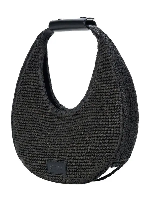 Staud Moon Raffia Tote - Black