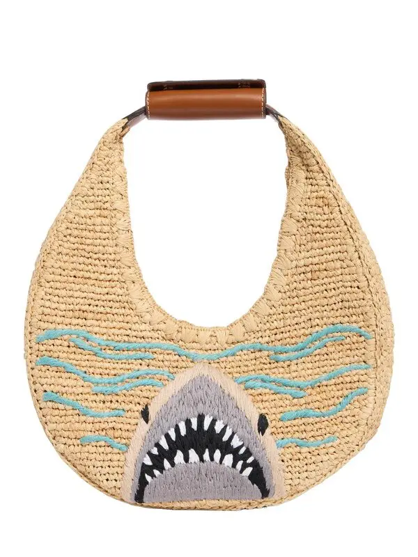 Staud Moon Raffia Tote - Great White