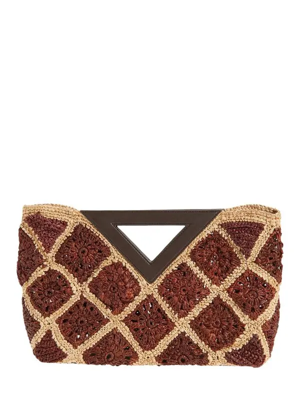 Veronica Beard Vesper Raffia Handbag - Espresso Multi