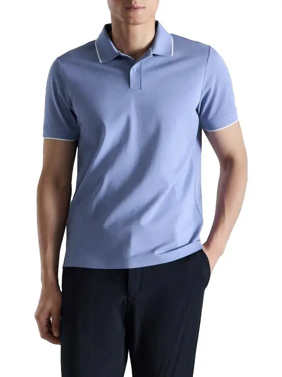 Mango Comfort Stretch Tipped Piqué Polo - China Blue