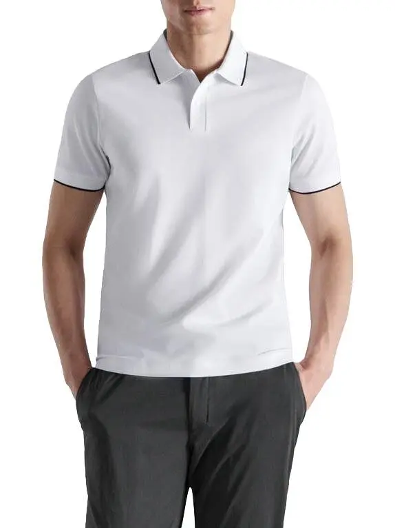 Mango Comfort Stretch Tipped Piqué Polo - White