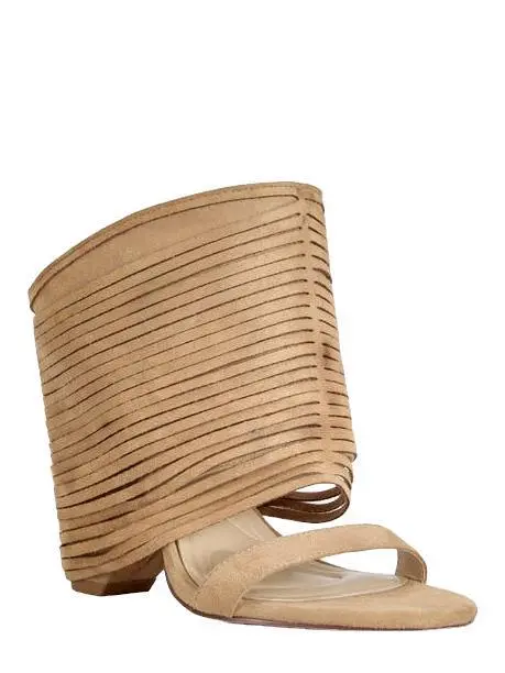 AZALEA WANG Dreia Ankle Cuff Wedge Sandal - Camel