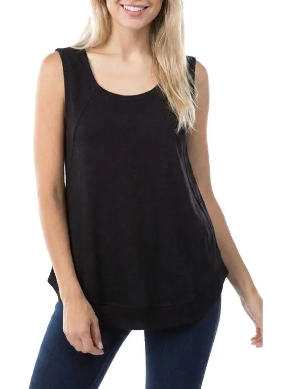APNY Curve Hem Cotton Tank - Black