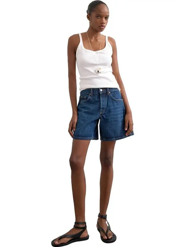Topshop Editor Mid-rise Denim Shorts - Mblue