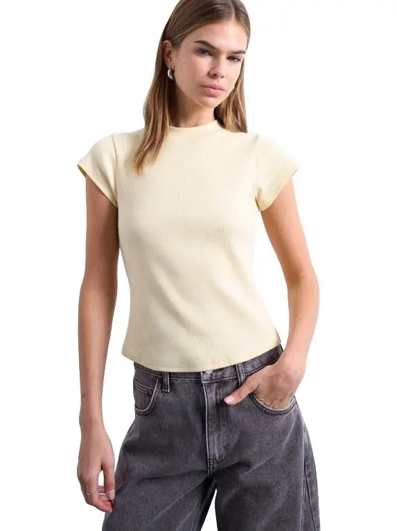 Topshop Rib Fitted Stretch Cotton T-shirt - Yellow