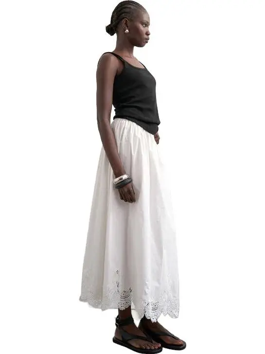 Topshop Lace Hem Cotton Maxi Skirt - Ivory