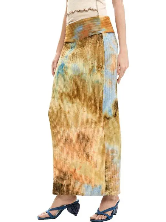 Desigual Abstract Print Midi Skirt - Off White