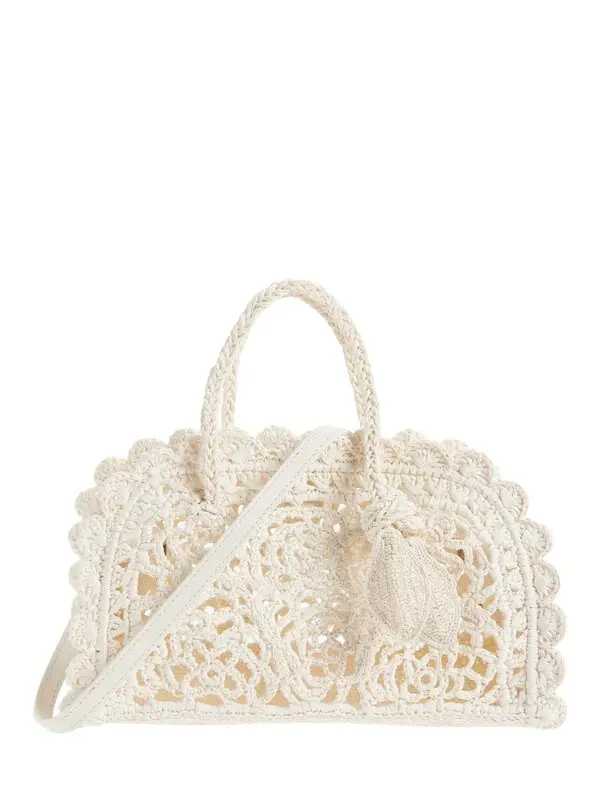 Jacquemus The Small Turismo Crochet Raffia Effect Bowling Bag - White 100