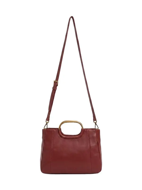 TWINSET Leather Handbag With Metallic Handle - Brown