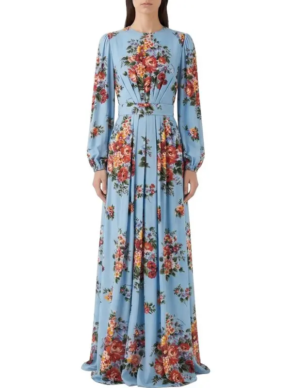 Dolce & Gabbana Floral Printed Dress - Blue