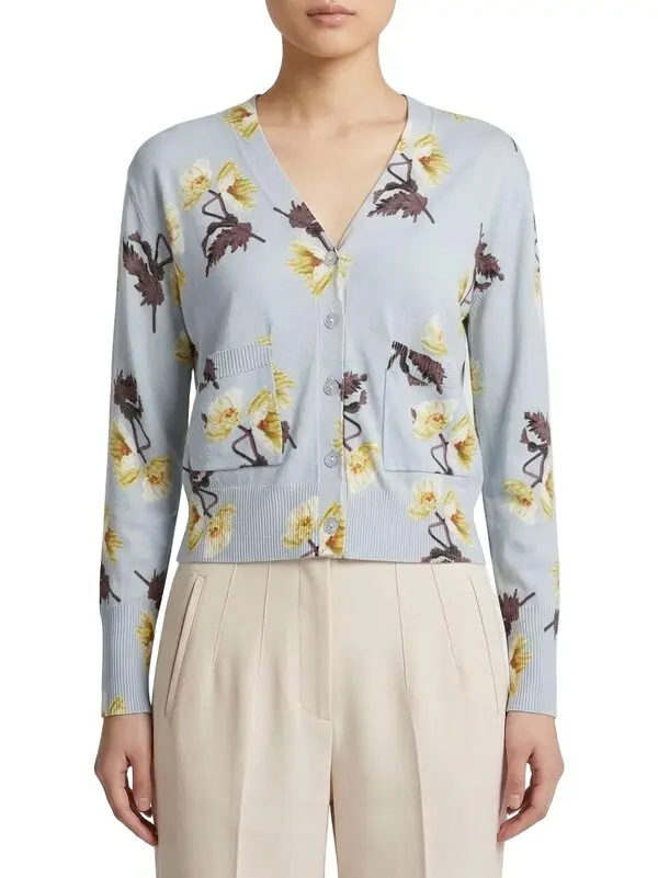 IN BED WITH YOU Floral Cotton Blend Cardigan - Blue