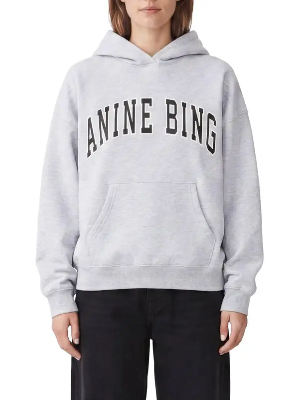 ANINE BING Cotton Logo Hoodie - Grey