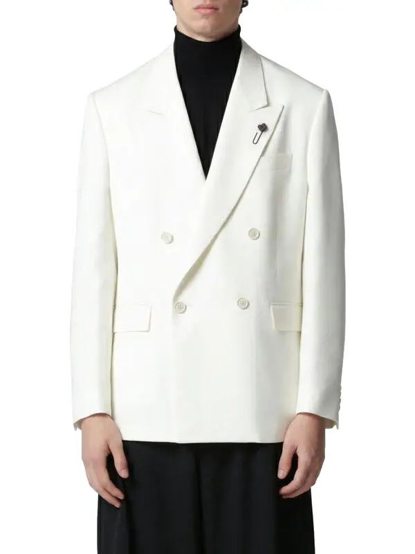 LARDINI Double-breasted Viscose And Silk Blazer - White