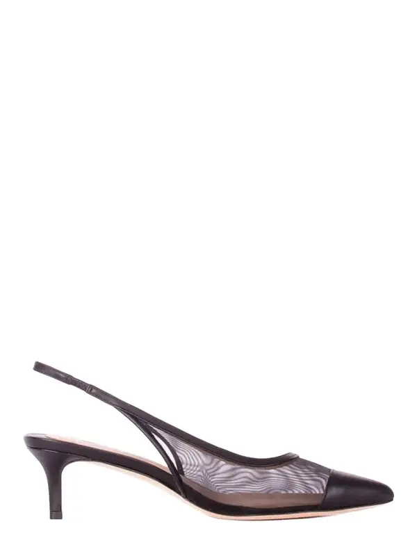 Ralph Lauren Mesh And Leather Slingback Court Shoes - Black
