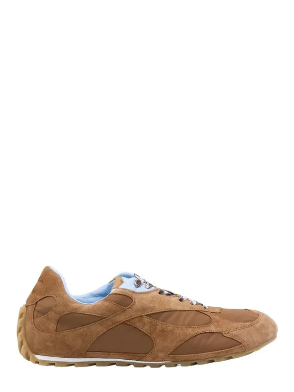 Bottega Veneta Orbit Flash Suede And Nylon Sneakers - Amber