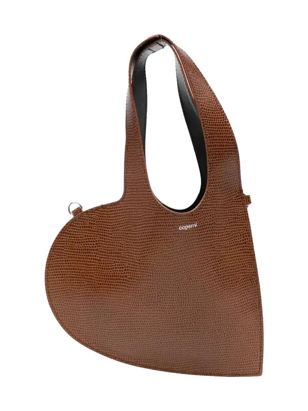 Coperni Heart Lizard Print Leather Bag - Brown