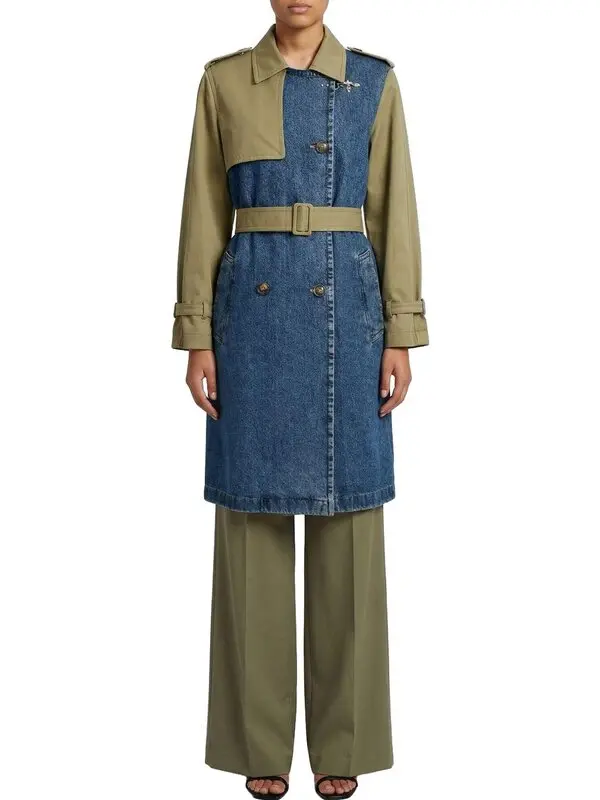 FAY Double-breasted Cotton Trench Coat - Blue