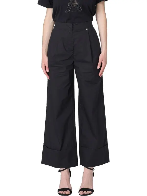 Liu Jo Wide Leg Cuffed Trousers - Black