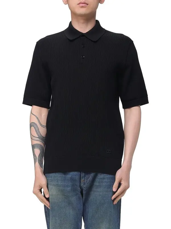 Dolce & Gabbana Cotton Knit Polo Shirt - Black